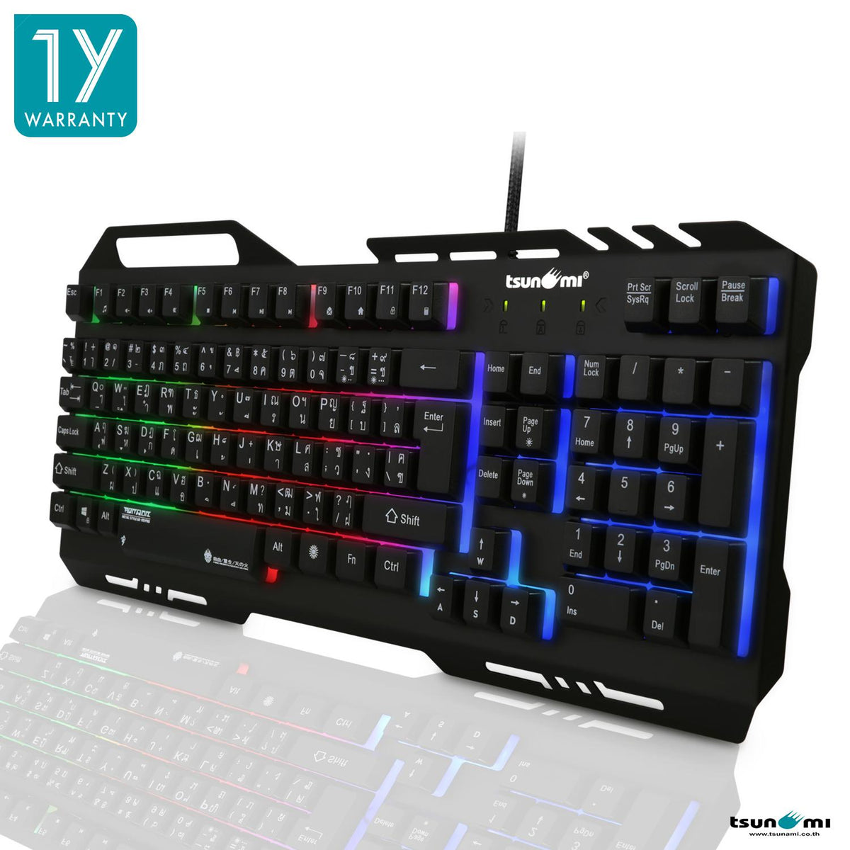 Tsunami GK-10 RGB Alloy Panel Backlight Gaming USB Wired Keyboard ...