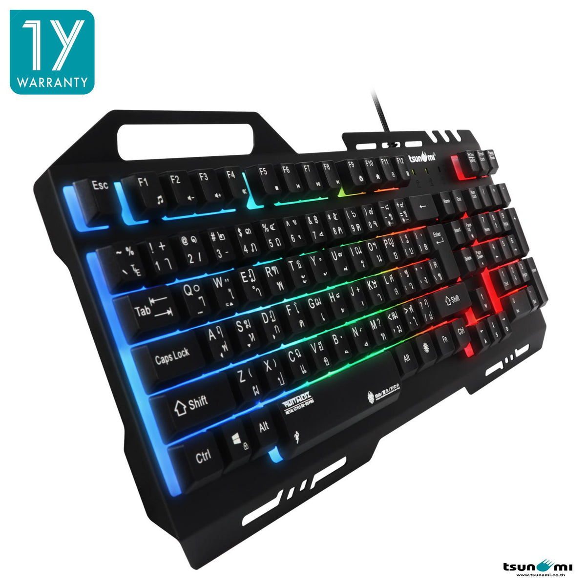 Tsunami GK-10 RGB Alloy Panel Backlight Gaming USB Wired Keyboard ...